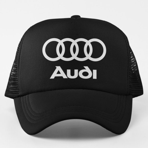 Accessories | New Audi White Rings Wordmark Logo Foam Trucker Mesh ...